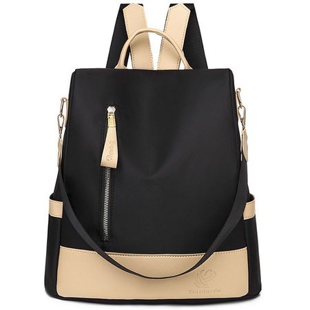 Geanta tip rucsac pentru femei, Nylon, 31x16x30 cm, Negru/Crem - eMAG.ro