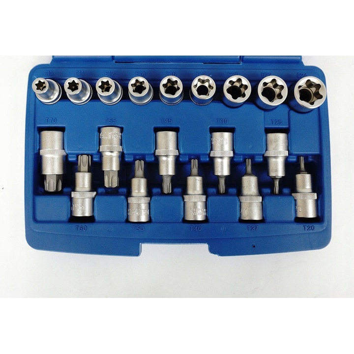 Trusa set chei torx E 19 piese ½ T20-70 E10-20 (SK-019-03) - eMAG.ro