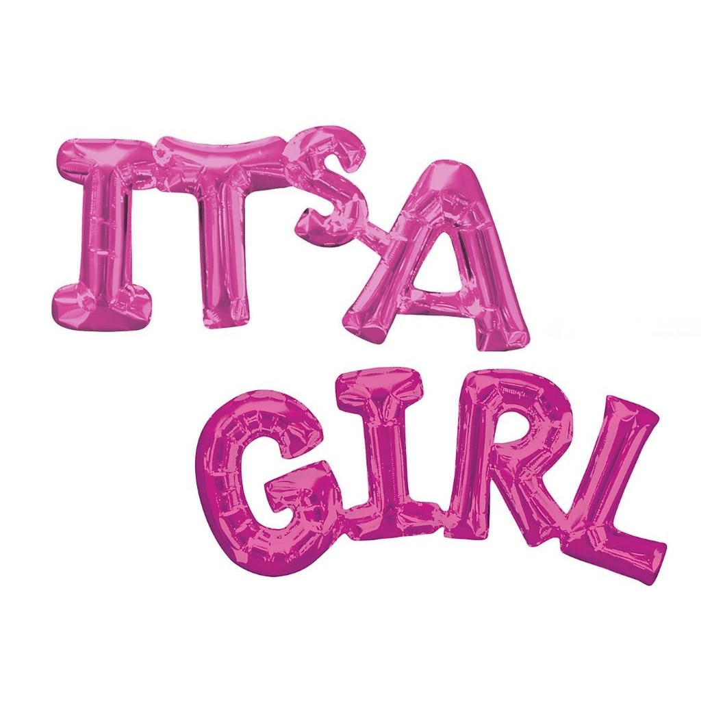 Set baloane litere din folie IT'S A GIRL, 100 x 22 cm, roz - eMAG.ro