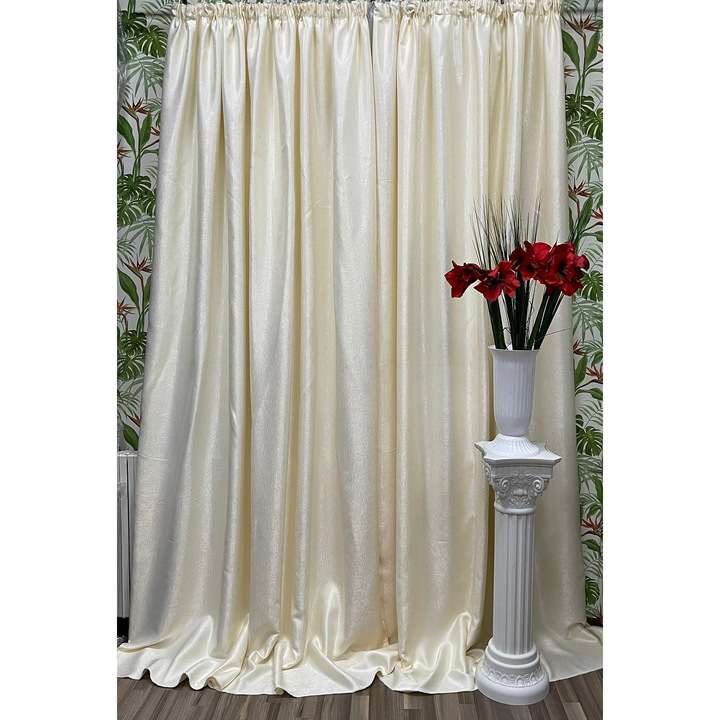 Set draperii uni, blackout, culoare fildes perlat, din colectia "Unik ...