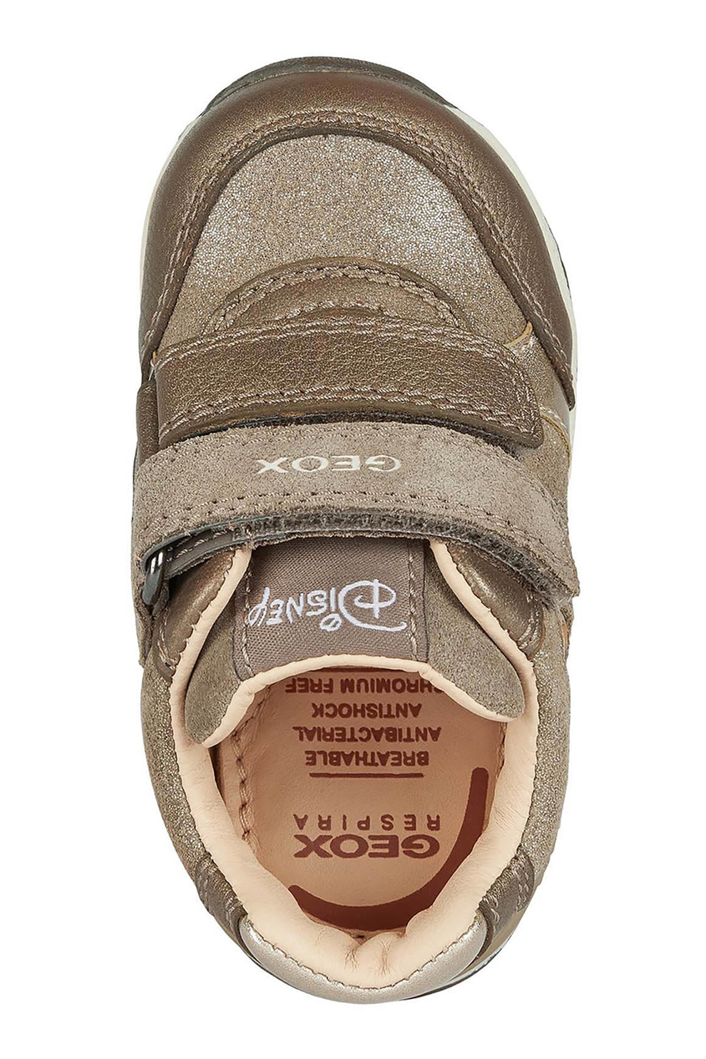 Geox, Pantofi sport de piele si piele intoarsa cu aplicatie si velcro ...