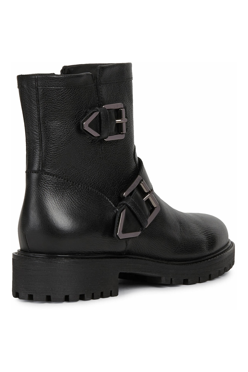 Geox, Ghete texturate de piele cu bareta cu catarama, Negru, 40 - eMAG.ro