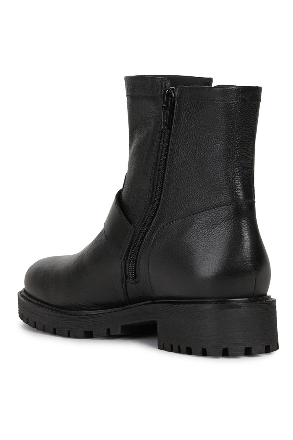 Geox, Ghete texturate de piele cu bareta cu catarama, Negru, 40 - eMAG.ro