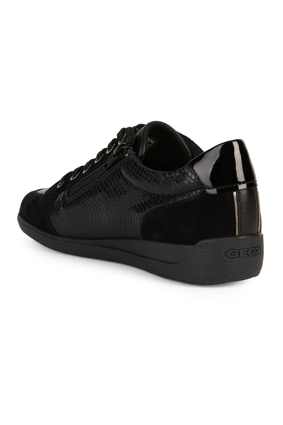 Geox, Pantofi sport de piele si piele intoarsa cu aspect piele de sarpe ...