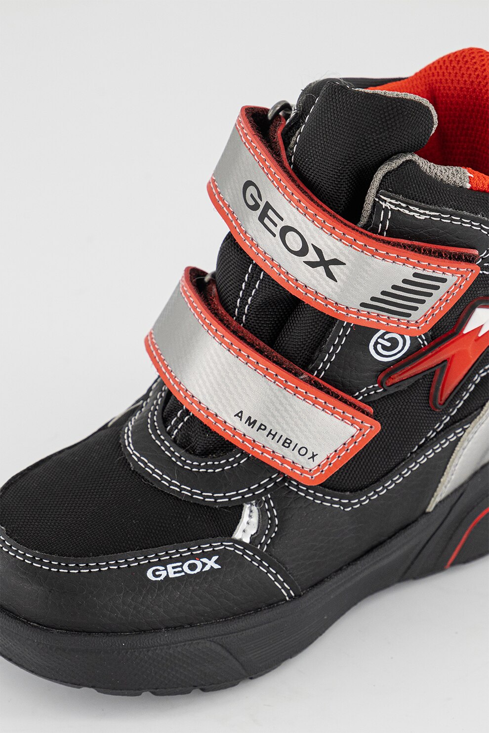 Geox, Ghete cu inchidere velcro si garnituri din plasa, Rosu, Argintiu ...