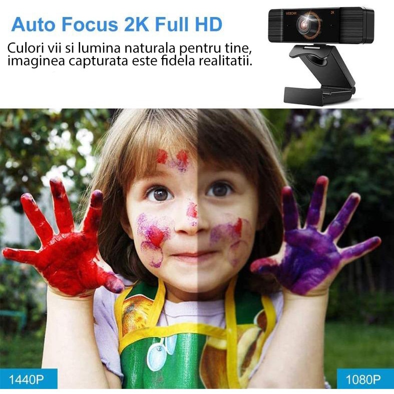 Camera Web Qeno® Webcam Trigon 2K, Full HD, Rezolutie 2560x1940P ...