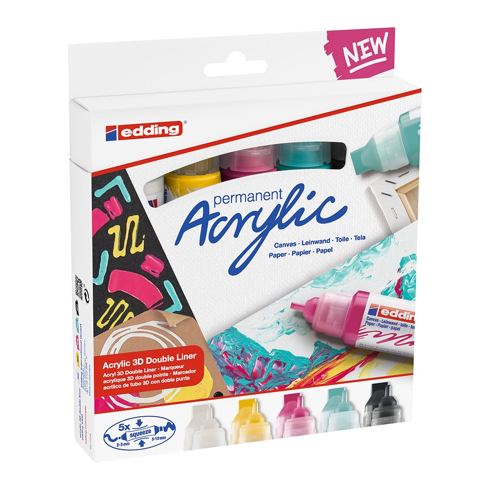 Комплект акрилни маркери Edding 3D Double Liner, 2 глави, връх 2-3 мм ...