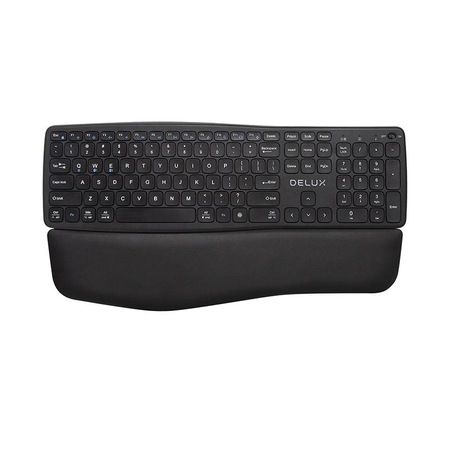 Tastatura wireless Delux, 106 taste, zona de sprijin pentru palme ...