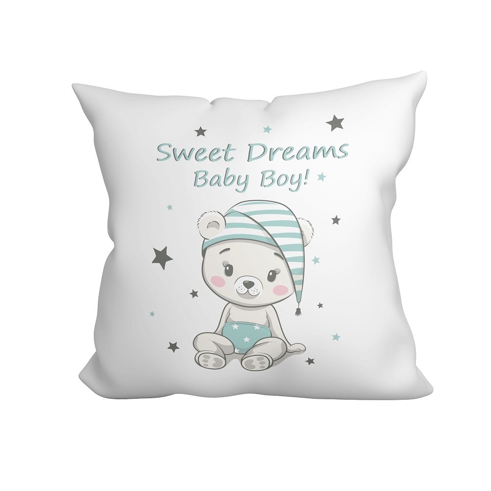 Perna decorativa pentru copii, "Sweet Dreams, Baby Boy", 40x40 cm - eMAG.ro