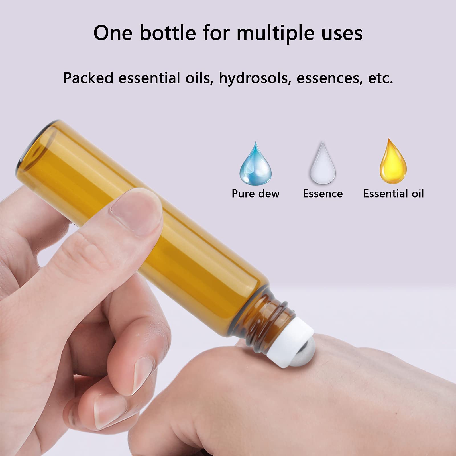 Комплект от 20 бутилки за етерични масла и капкомер, WALALLA, 10 ml ...