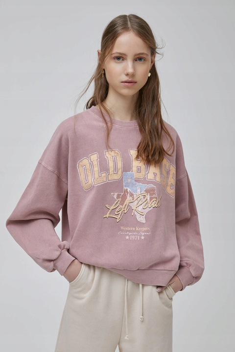 Hanorac cu imprimeu, Pull and Bear, Bumbac/Poliester, Roz, 38/M - eMAG.ro