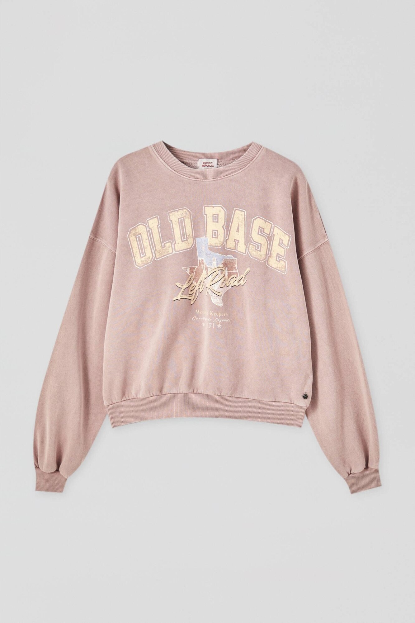 Hanorac cu imprimeu, Pull and Bear, Bumbac/Poliester, Roz, 38/M - eMAG.ro
