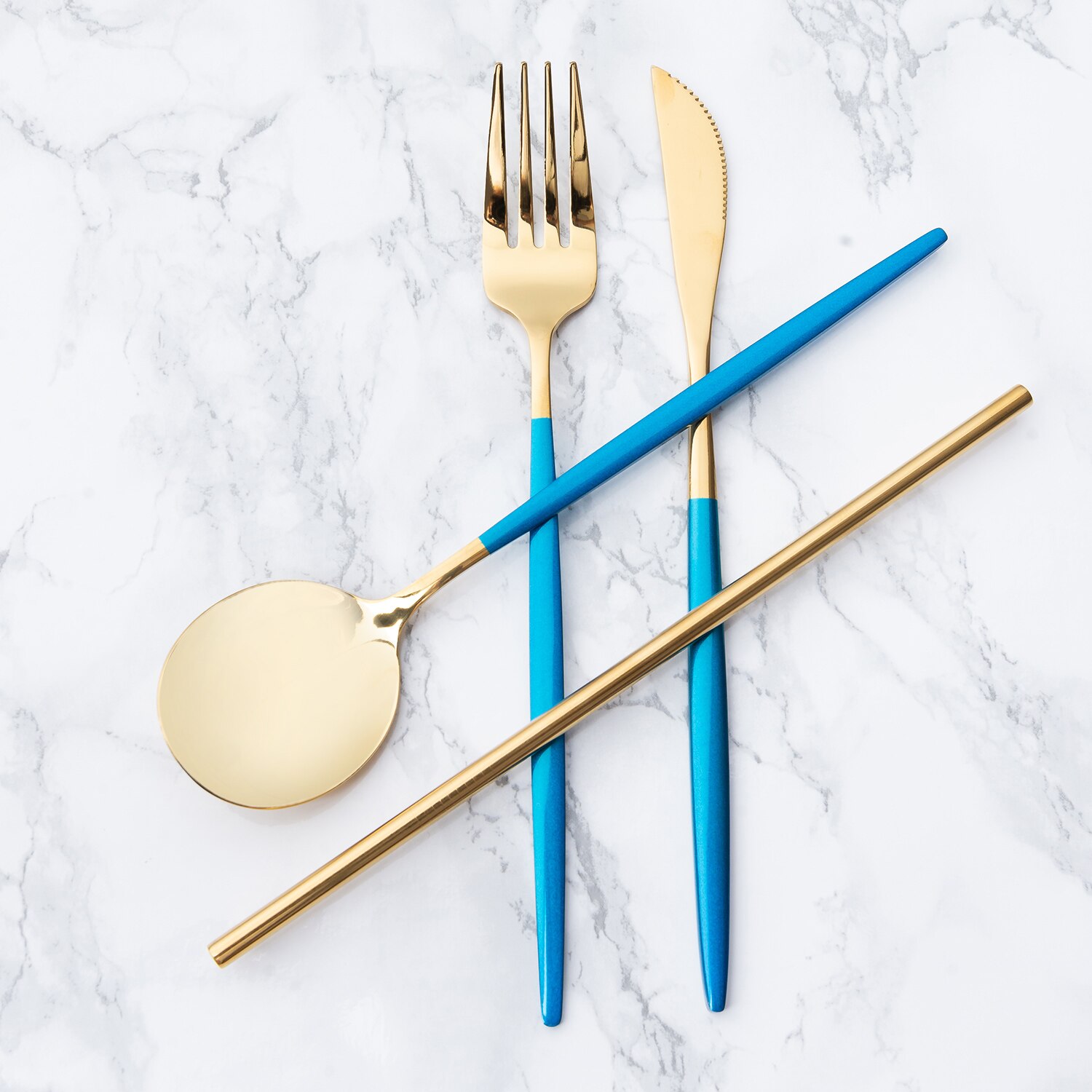 Set de tacamuri 4 piese inox, Eat well travel often, pentru calatorit ...