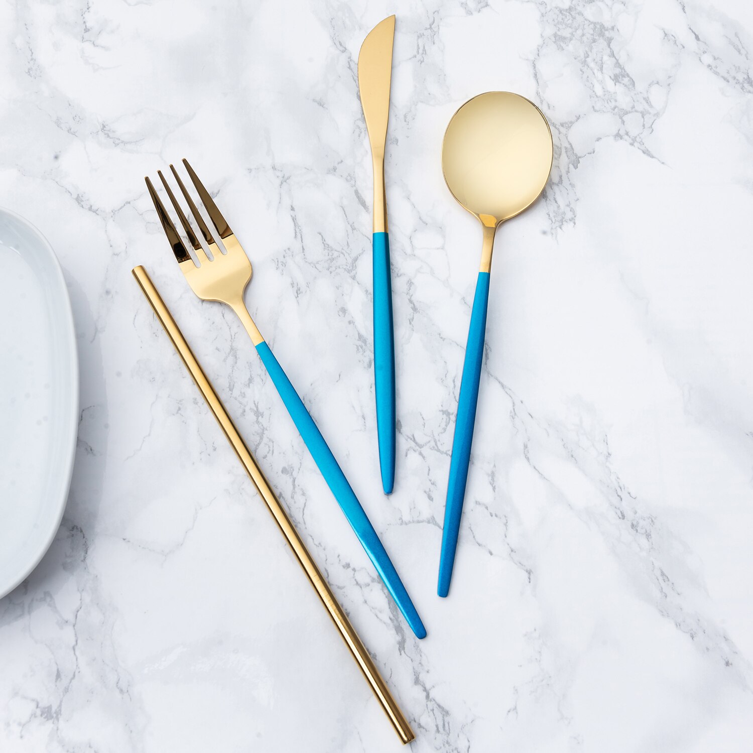 Set de tacamuri 4 piese inox, Eat well travel often, pentru calatorit ...