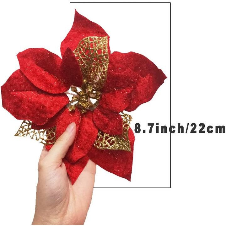 Set ornamente pentru pom Craciun, 30 buc, Matase/Plastic, 22 cm, Rosu ...