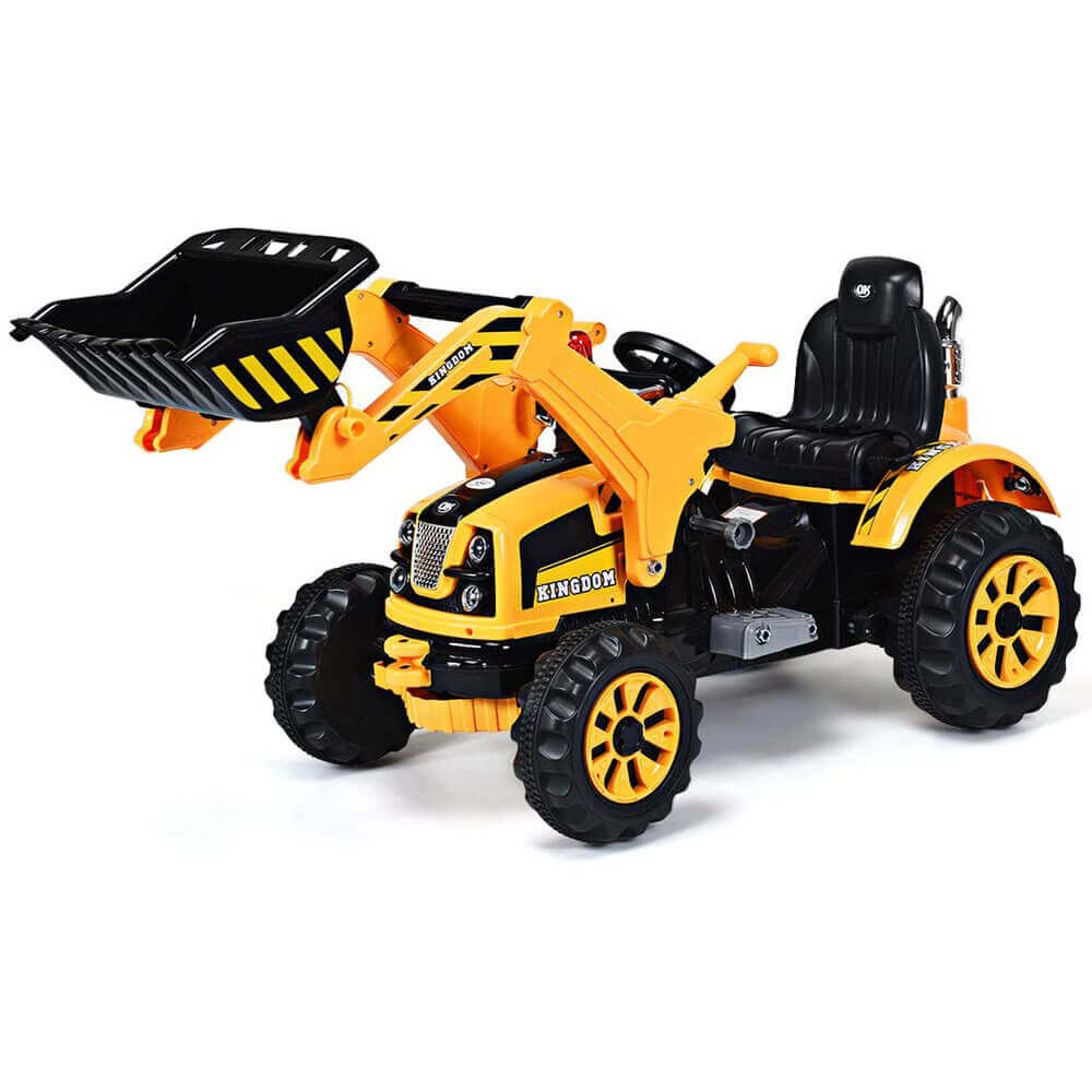 Tractor/Excavator electric pentru copii cu cupa, galben, 148 x 61 x 64 ...