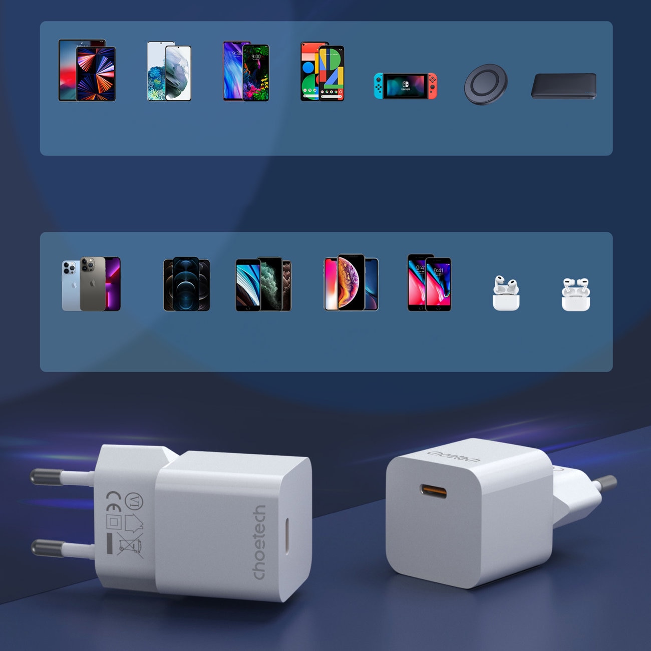 Мрежово зарядно бързо зареждане 20w Usb C бяло блистерна опаковка