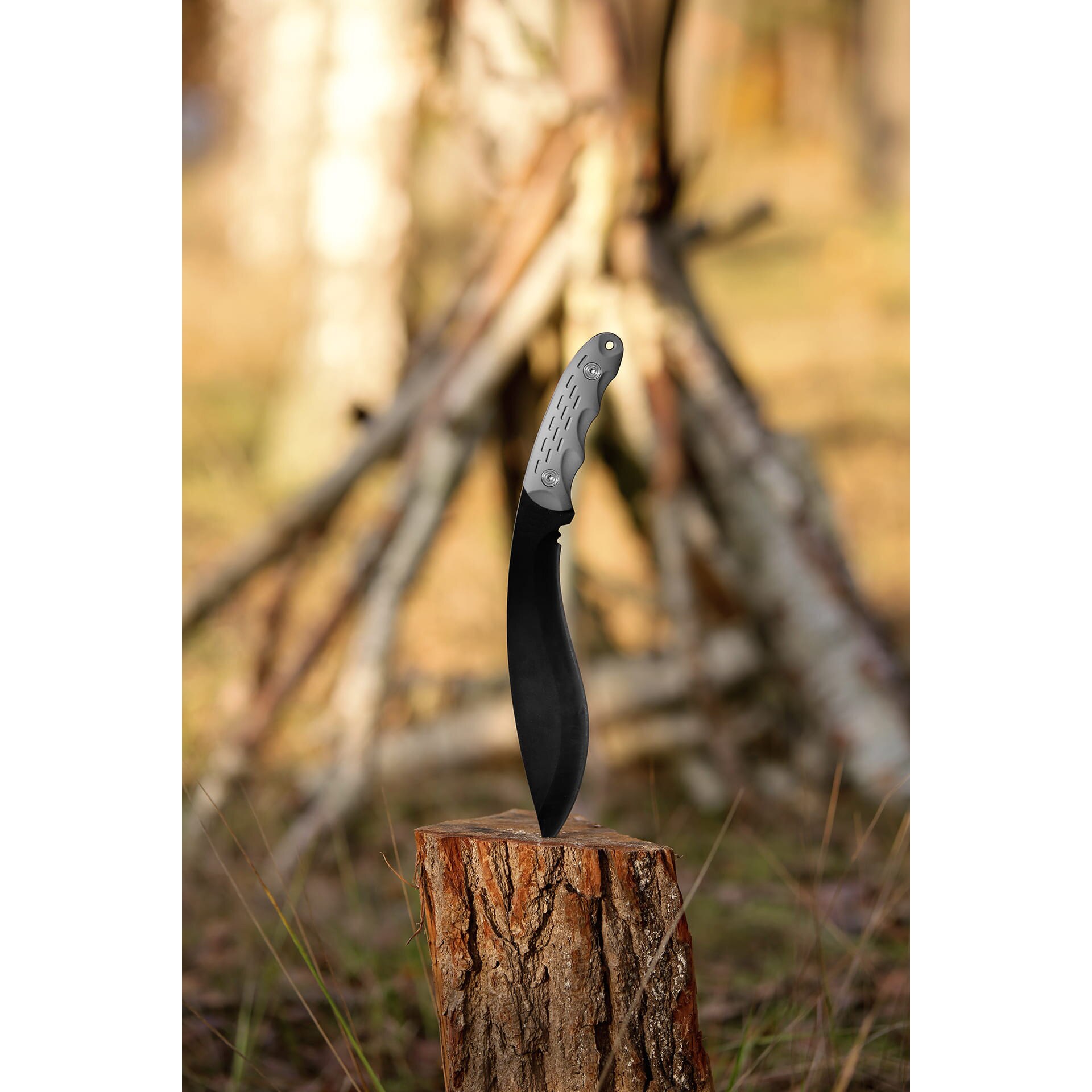 Cutit tip maceta IdeallStore®, Mini Kukri, negru, 30 cm, teaca inclusa ...