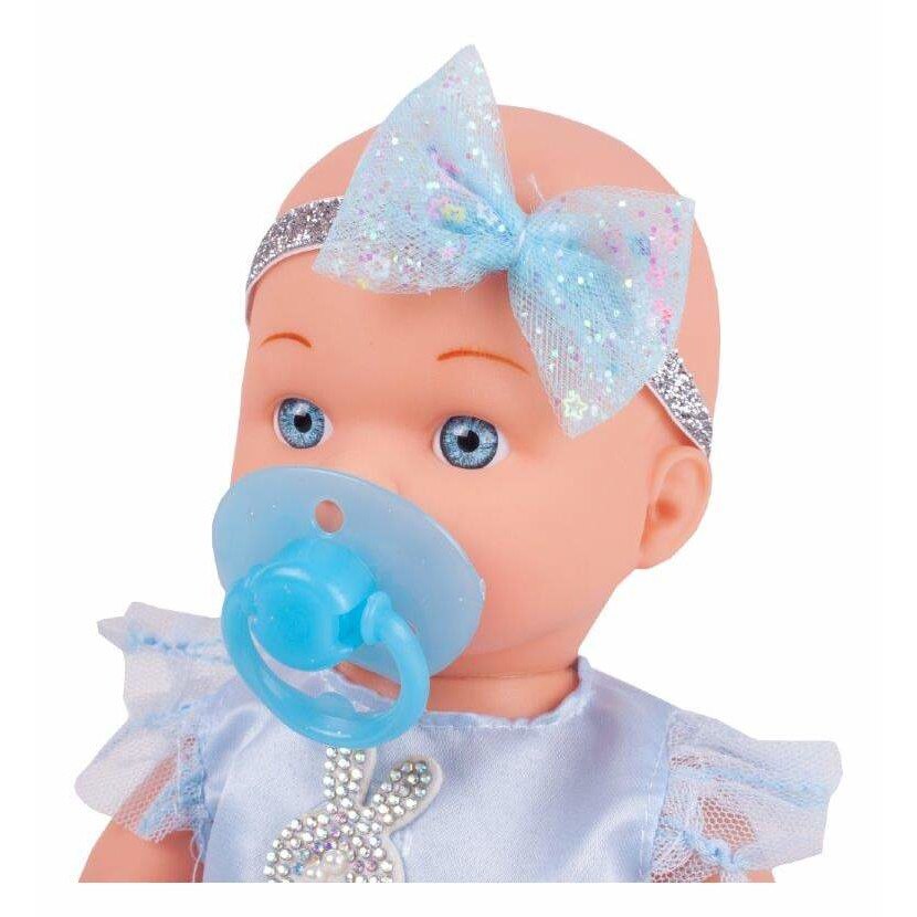 Set Papusa Bebelus cu Accesorii, Model Printesa, 8 Piese, Inlcude Cos ...