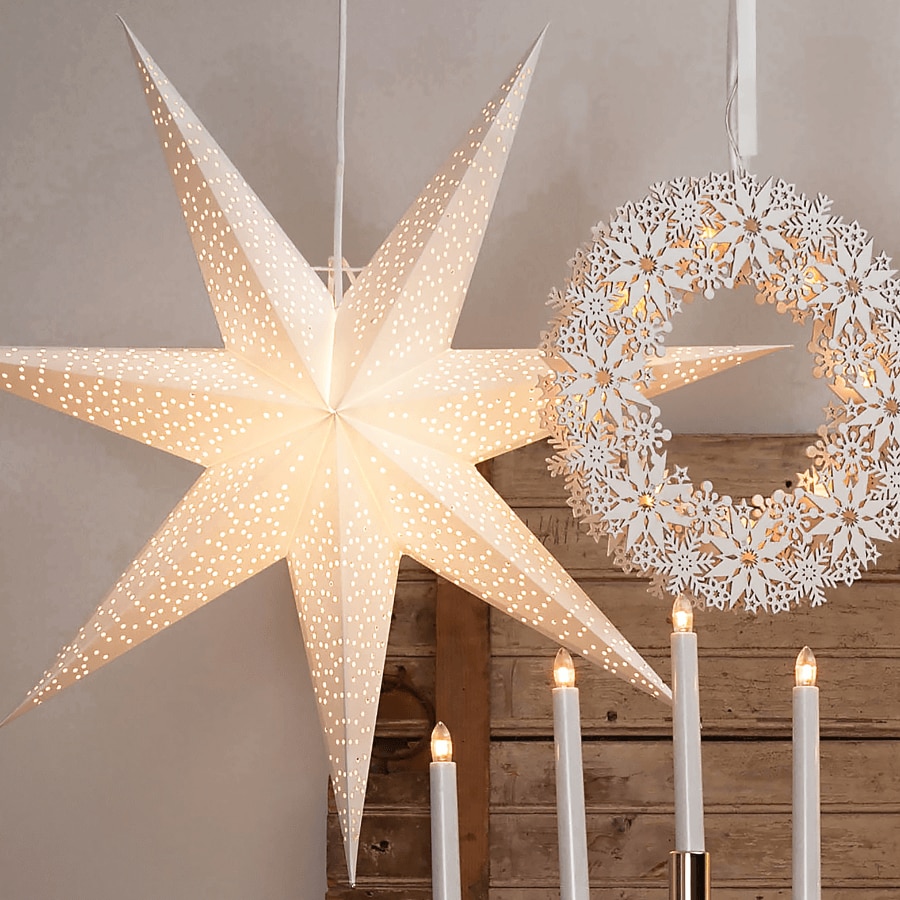 Stea decorativa cu LED, Star Trading, DOT, Hartie, E14, 100 cm, Alb ...