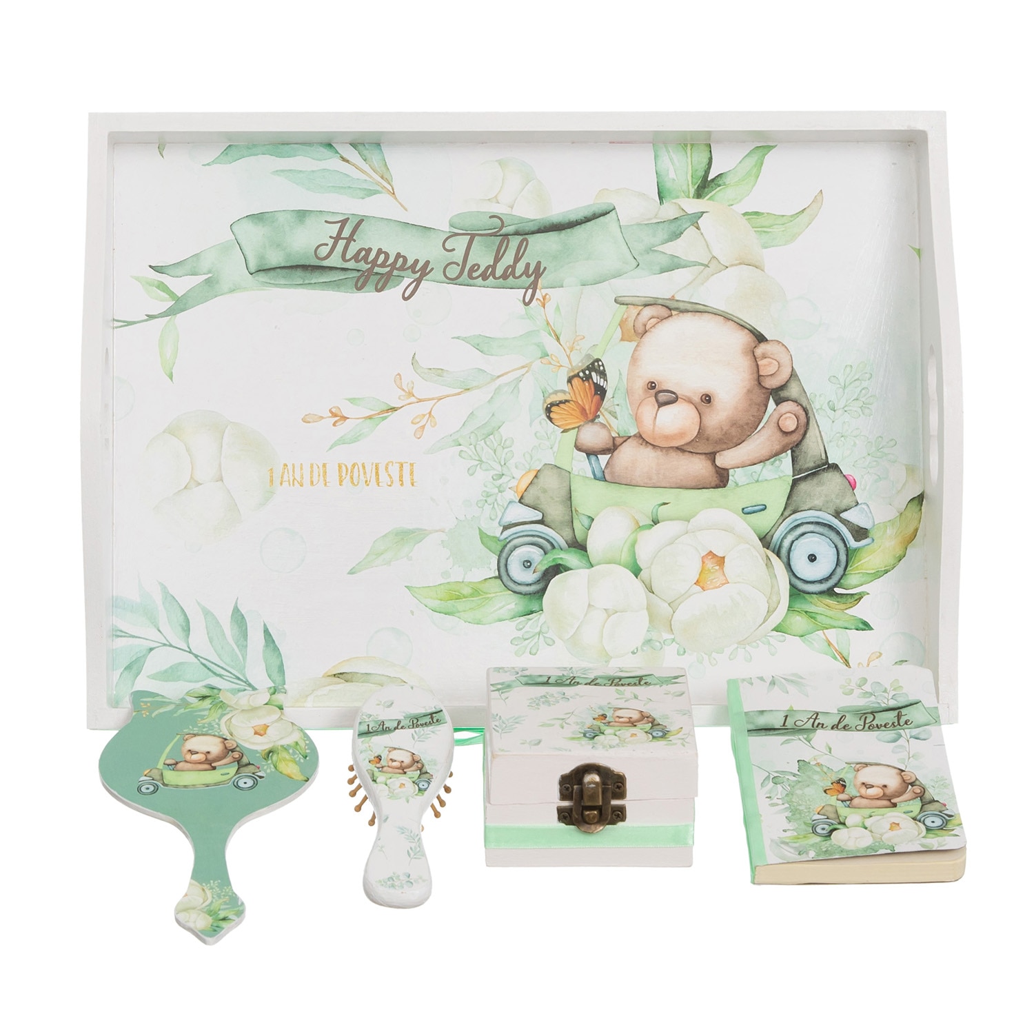 Tavita mot personalizata cu nume si data, Ursuletul Calator, Verde, 7 ...