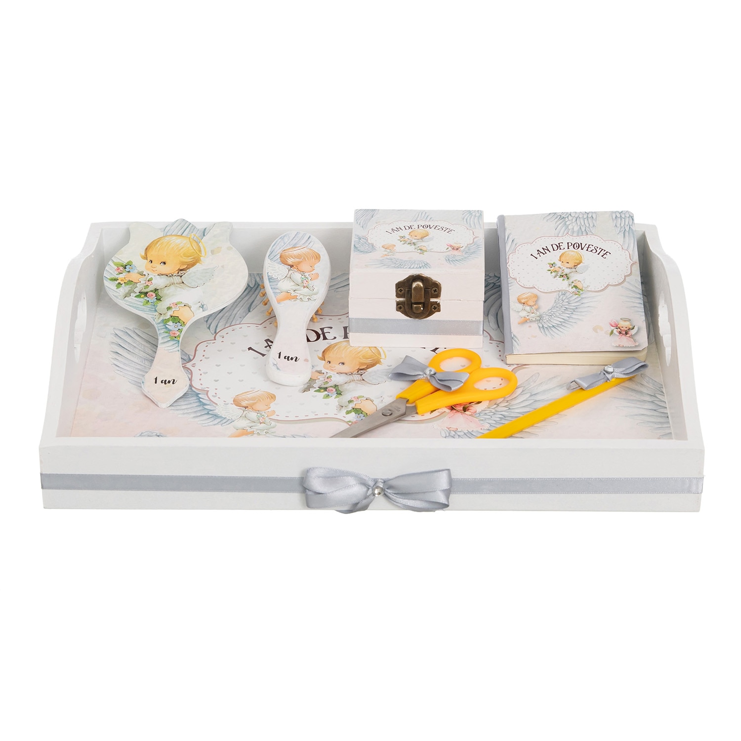 Set Mot, Turta Angels, personalizat cu nume si data, lucrat manual, 7 ...