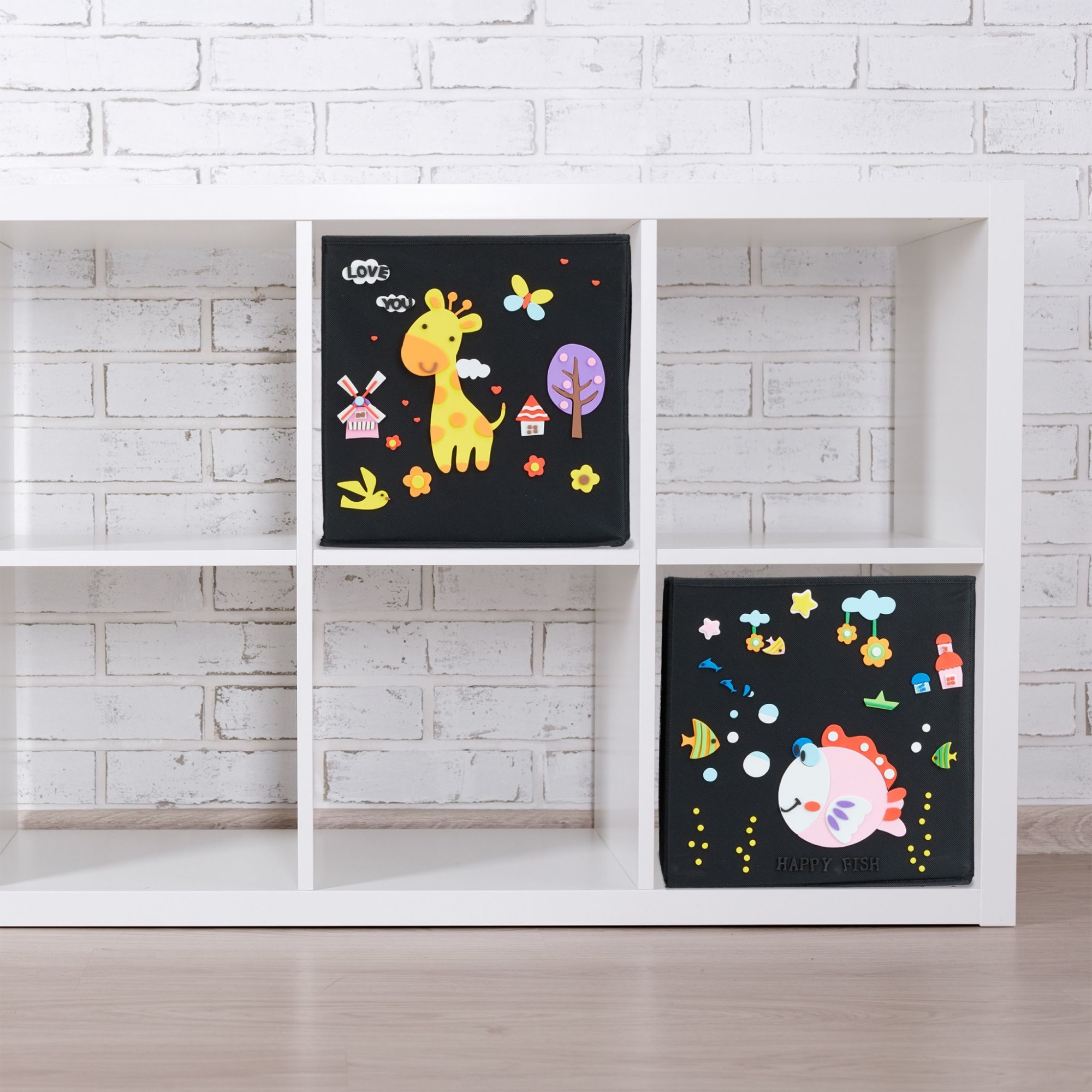 Set 4 cutii depozitare pentru copii, dimensiuni 31 x 31 x 31 cm, model ...