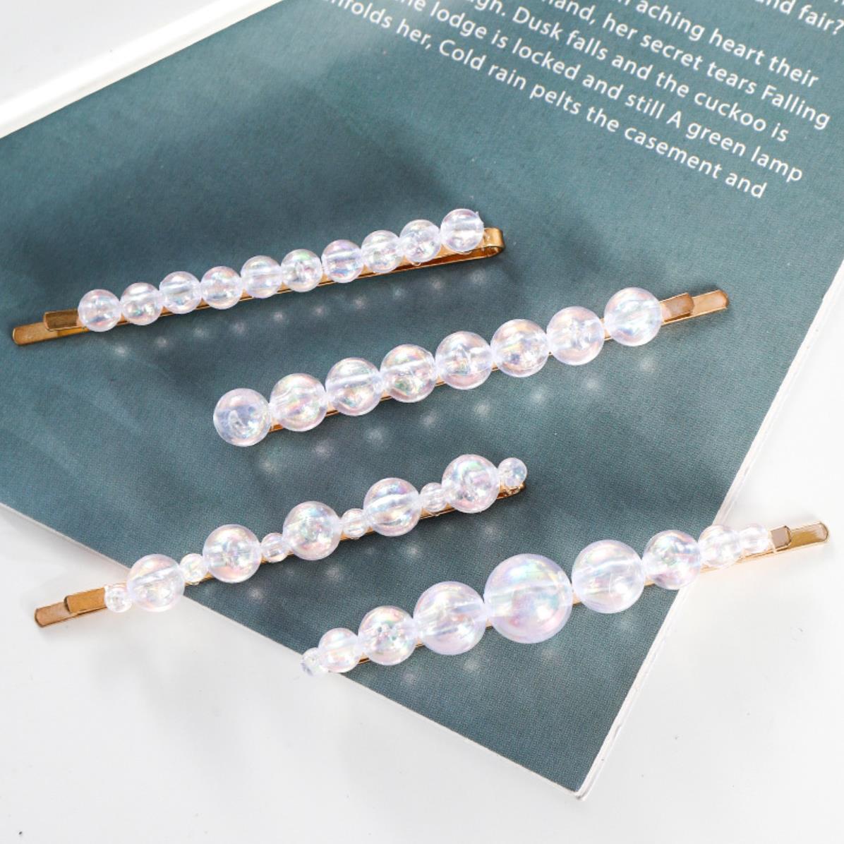 Set 4 agrafe de par, Model cu perle, Meta, Auriu/Alb - eMAG.ro