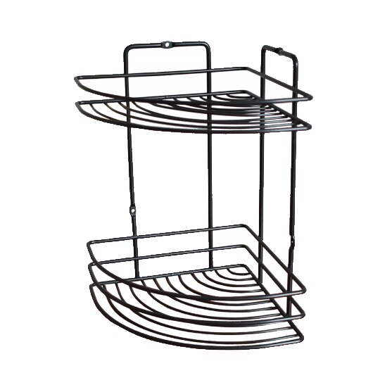 Raft metalic pentru baie pe colt cu 2 etajere negru Sepio - eMAG.ro