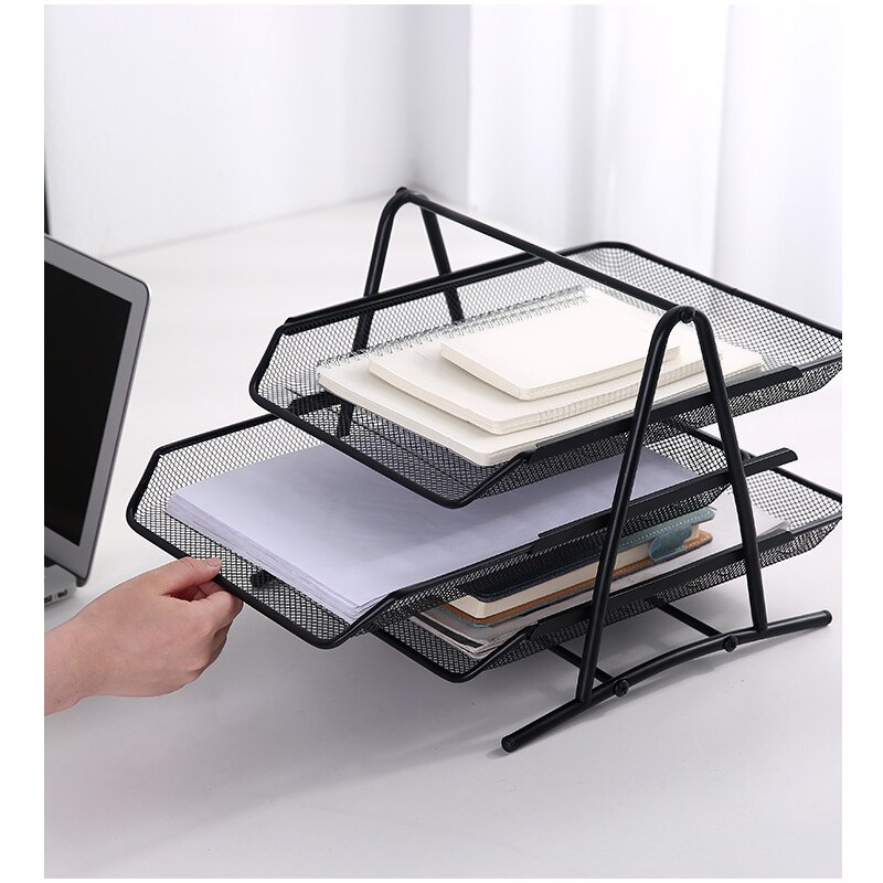 Tava metalica pentru documente, 3 niveluri, negru - eMAG.ro