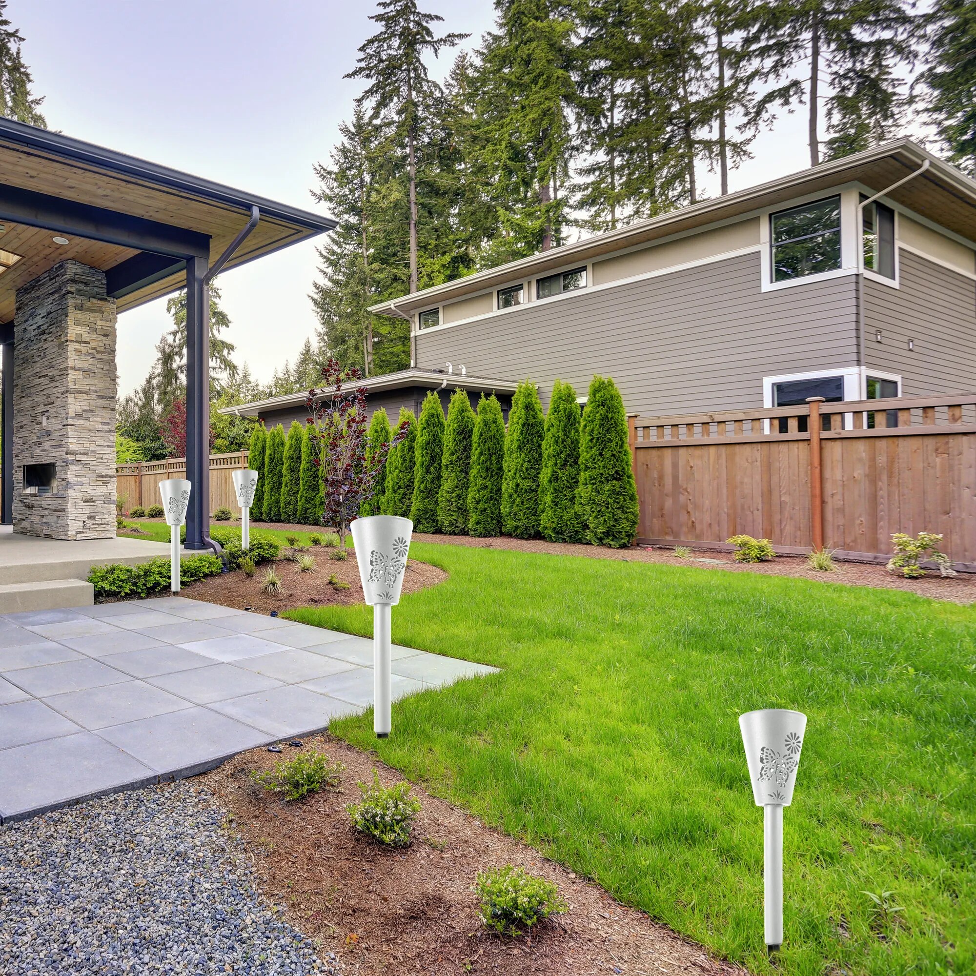 Set 8 Lampi Solare Gradina J02 White 1 Sursa Led Incorporata IP65 1.2V ...