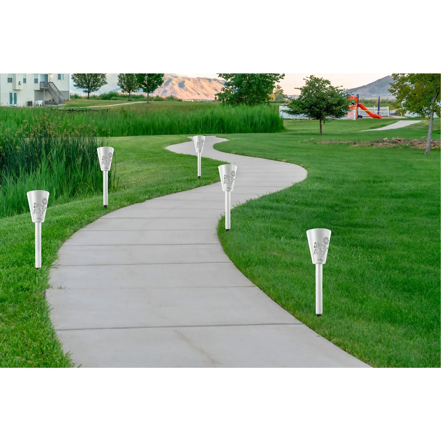 Set 8 Lampi Solare Gradina J02 White 1 Sursa Led Incorporata IP65 1.2V ...