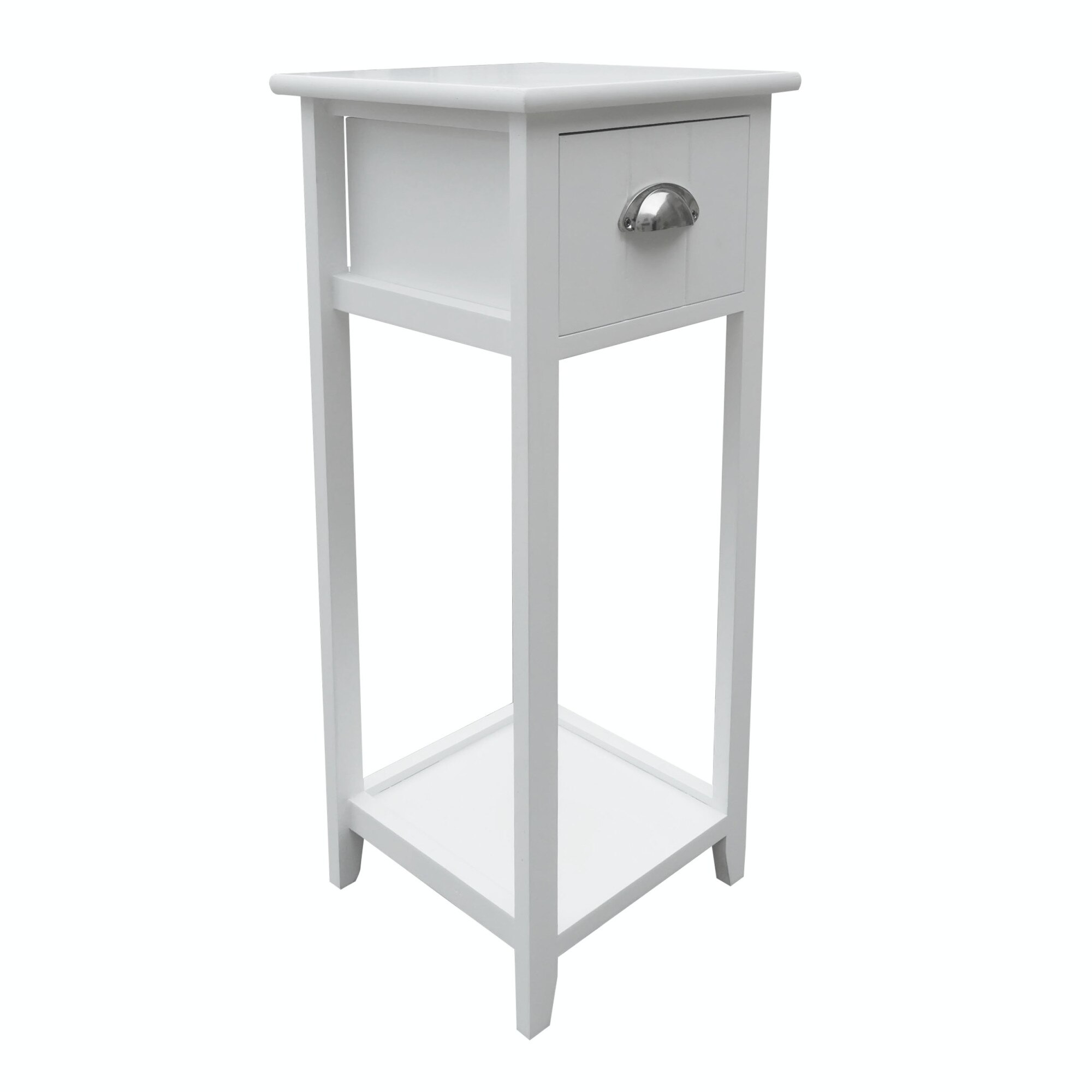 Noptiera MMB Retro1, cu 1 sertar, alba, 28 x 28 x 72 cm - eMAG.ro