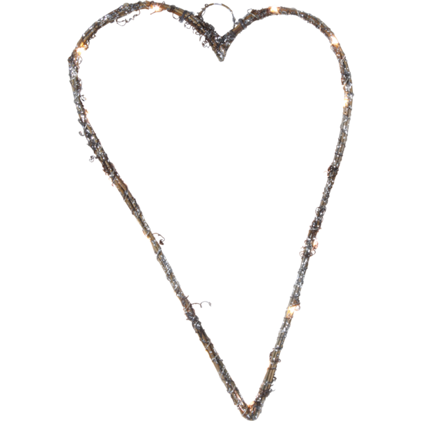 Decoratiune inima suspendata Star Trading, Cu LED, 25 x 40 cm, Maro ...