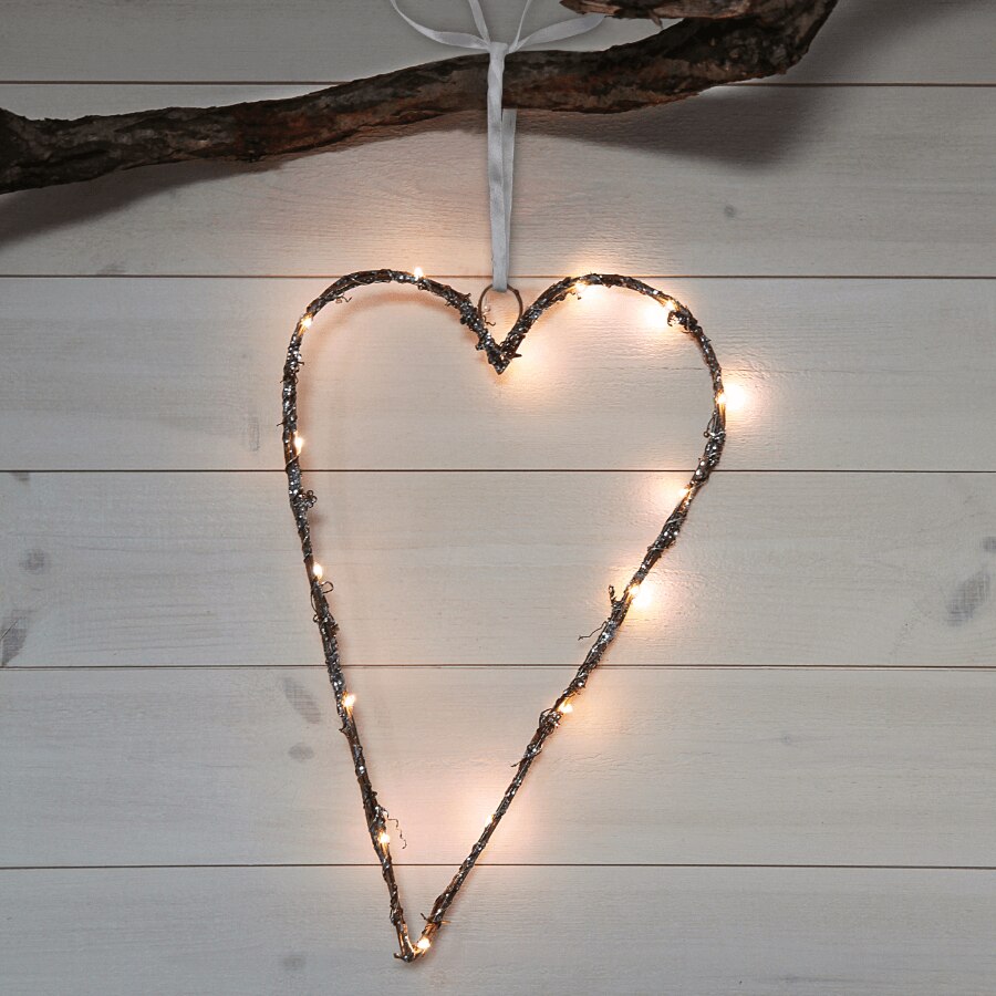 Decoratiune inima suspendata Star Trading, Cu LED, 25 x 40 cm, Maro ...