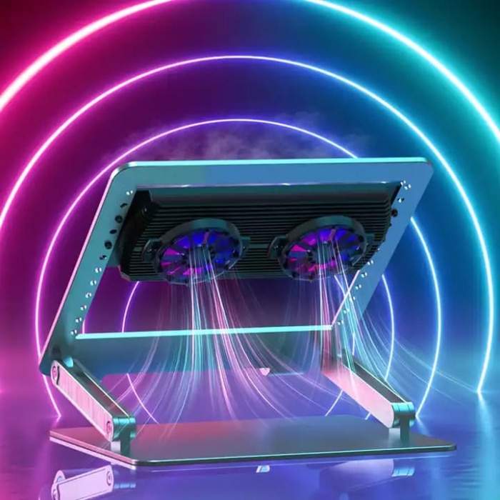 Suport pliabil si reglabil, Playsmartshop, pentru tableta si laptop cu racire semiconductori ...