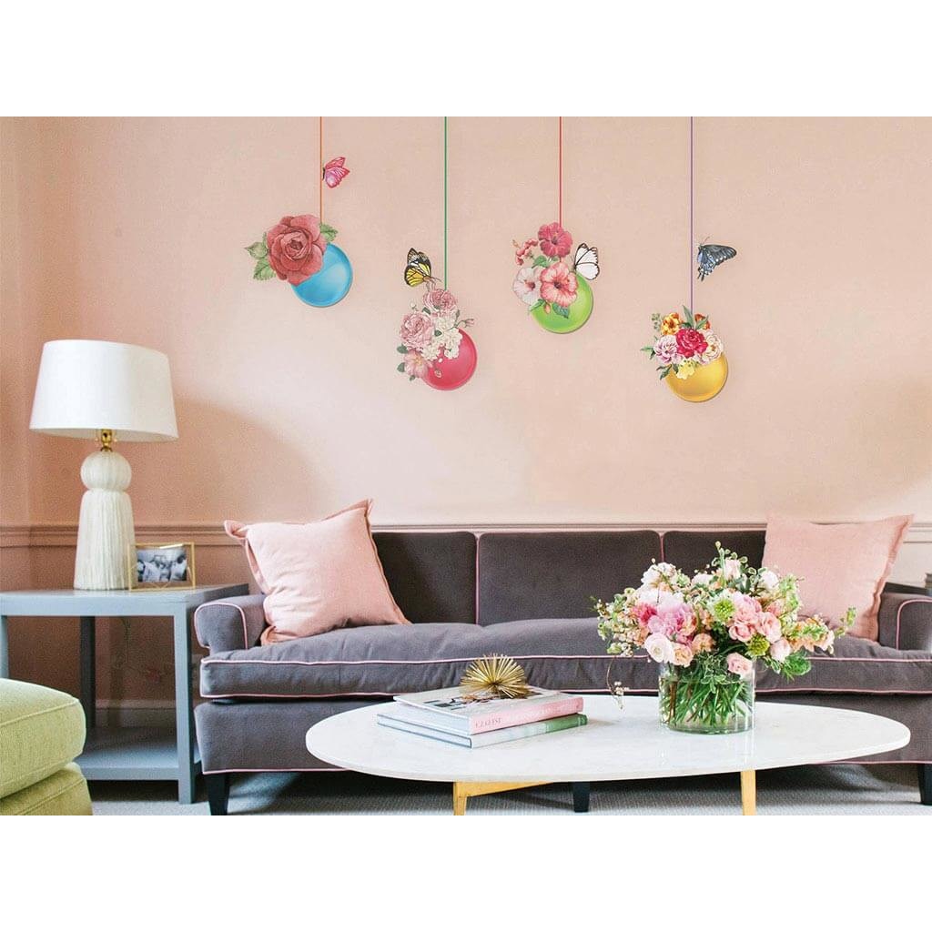 Set 4 stickere decorative, Globuri colorate cu flori - eMAG.ro