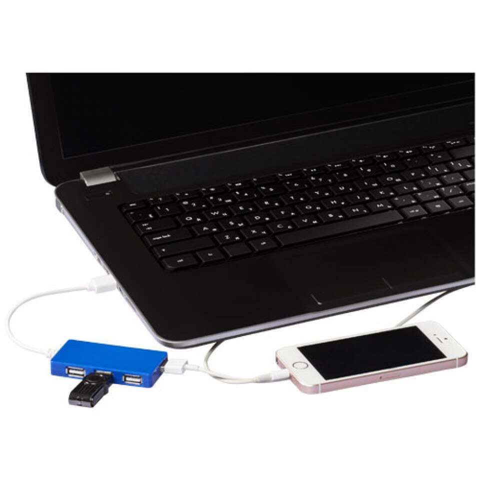 Hub USB 2.0 pentru tableta, 4 porturi, mufa USB 2.0, Compact, Albastru ...