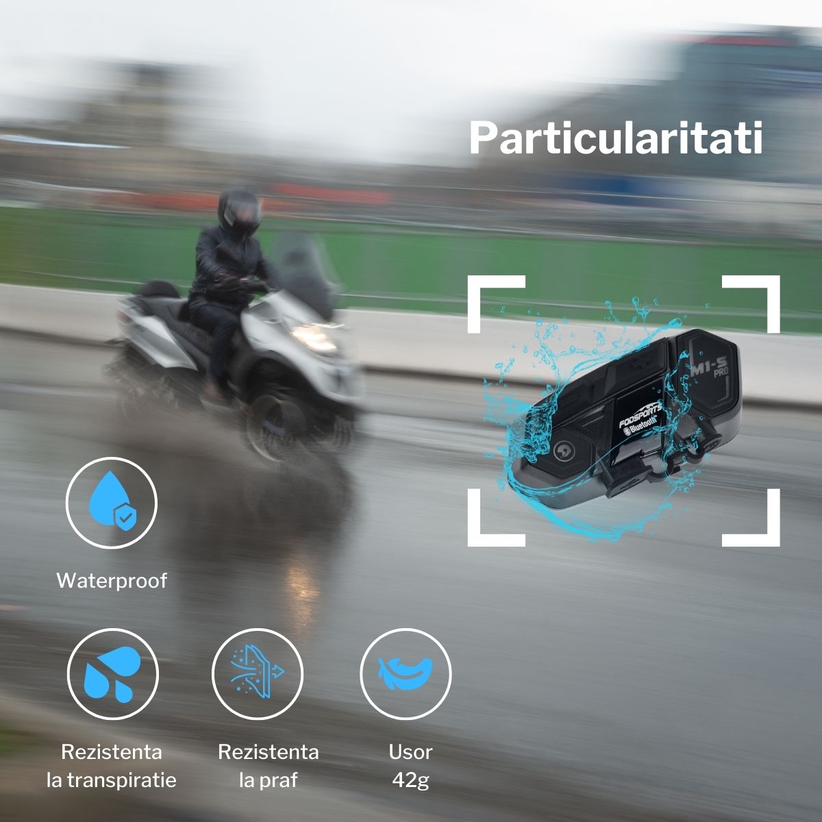 Sistem comunicare moto intercom M1-S PRO, casca bluetooth wireless ...