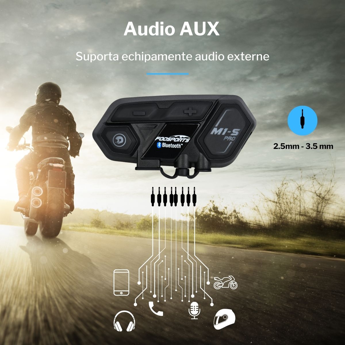 Sistem comunicare moto intercom M1-S PRO, casca bluetooth wireless ...