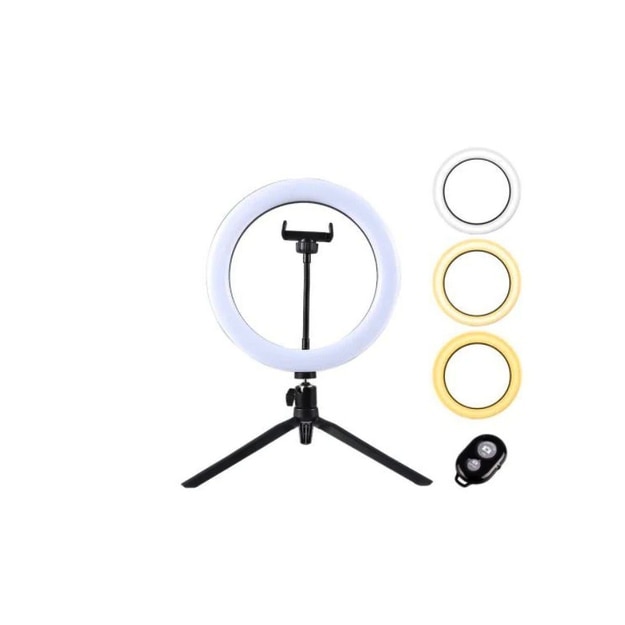 Ring Light 33 cm/13" cu 3 Tipuri Lumina Alba, Minitrepied, Telecomanda ...