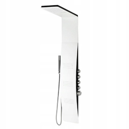 Panel de dus din aluminiu NEO02 cu termostat si hidromasaj, alb, montaj ...