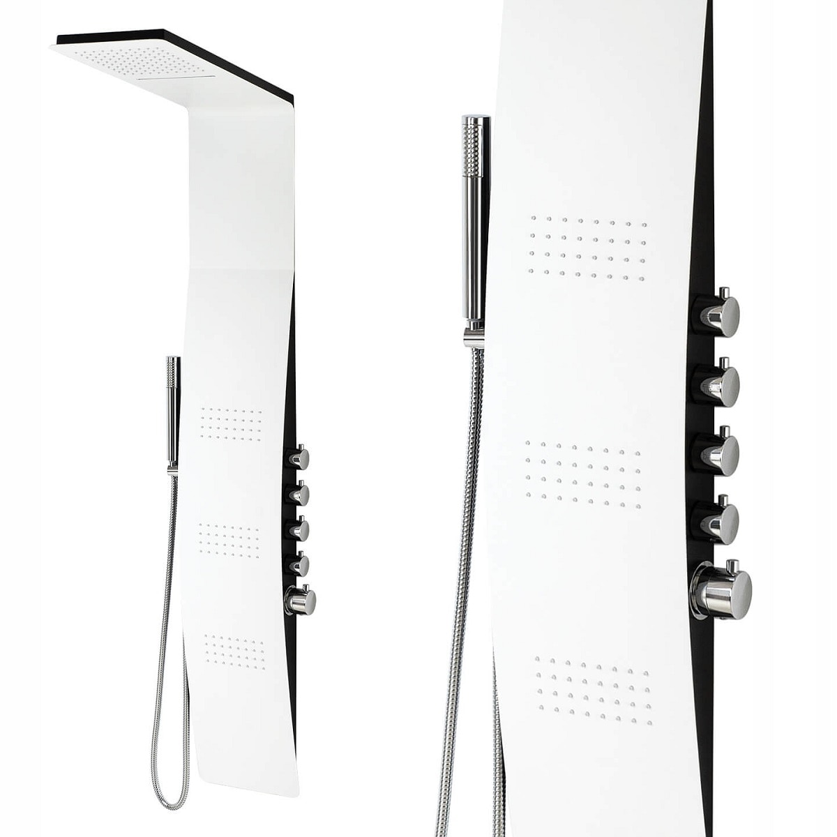 Panel de dus din aluminiu NEO02 cu termostat si hidromasaj, alb, montaj ...