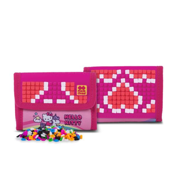 Set portofel cu accesorii, Pixie, Hello Kitty, 11x8 cm, 6 ani, Silicon, Roz - eMAG.ro