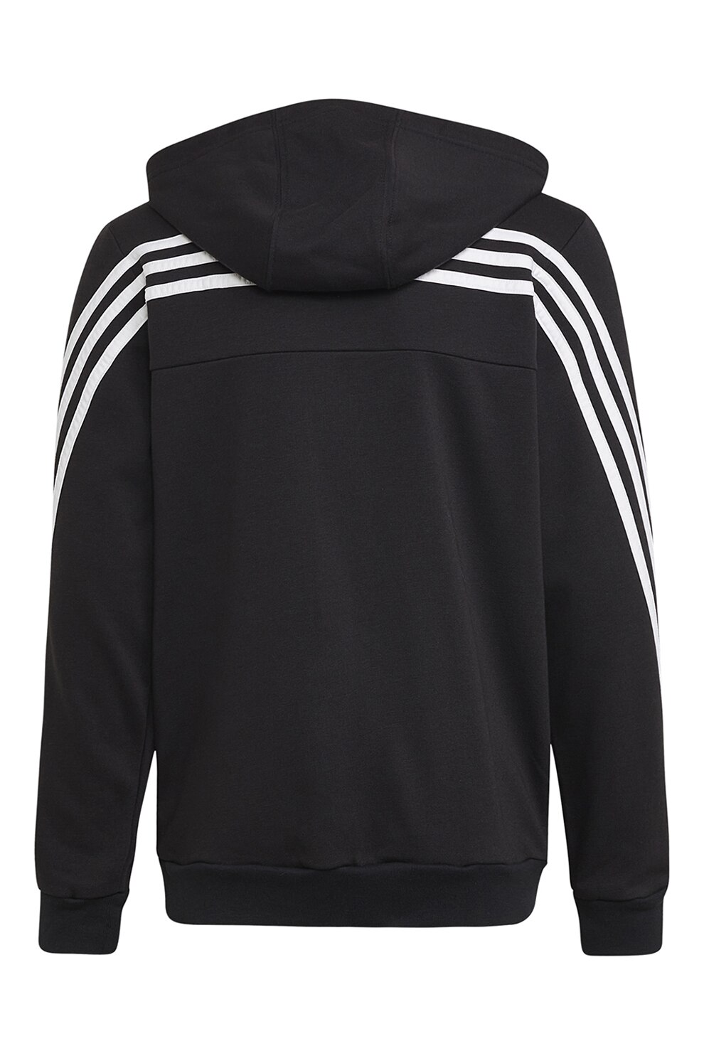adidas Sportswear, Trening cu gluga, fermoar si logo, Alb, Negru stins ...