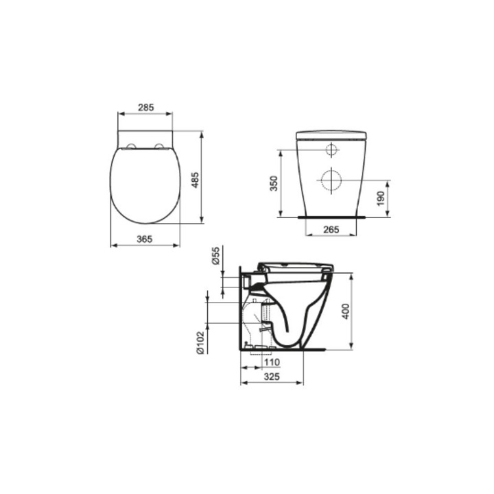 Vas WC Connect Space Compact back-to-wall pentru rezervor ingropat ...