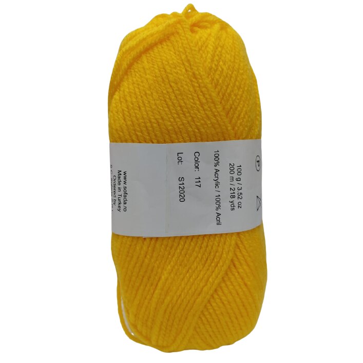 Fir textil de tricotat sau crosetat, Sofada, Acril, Galben aprins, 200 ...