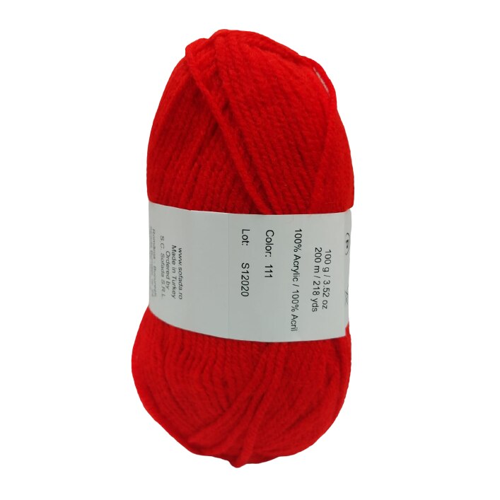 Fir textil de tricotat sau crosetat, Sofada, Acril, Rosu, 200 m - eMAG.ro