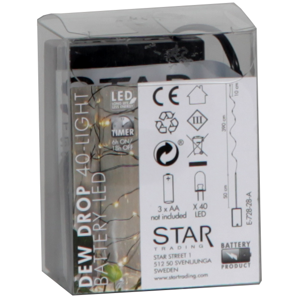 Ghirlanda luminoasa cu micro LED-uri, Star Trading, Dew Drop, 4 m, Alb ...