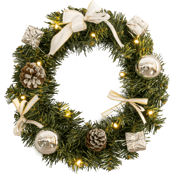 Coronita decorata de Craciun, Star Trading, Iluminare LED, 30 cm, Verde ...